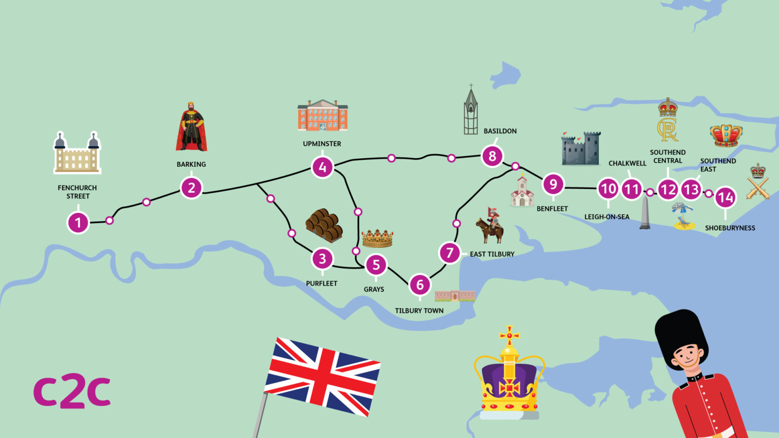 c2c’s Royal Route Map for the King's Coronation | c2c Trains to/from ...