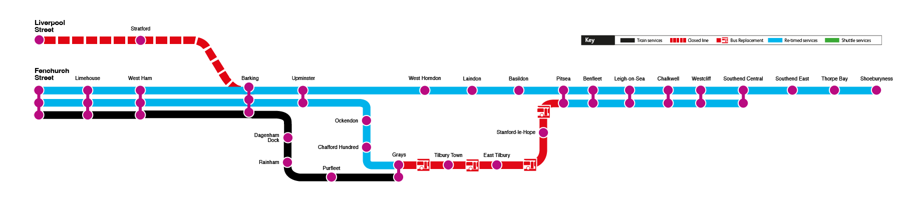 Service Alterations | c2c Rail to/from London & South Essex