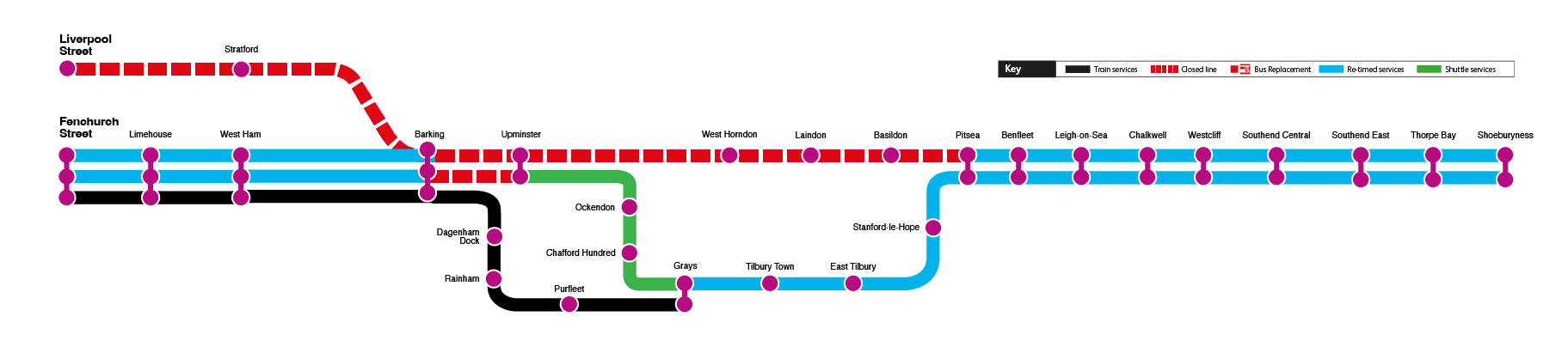 Service Alterations | c2c Rail to/from London & South Essex