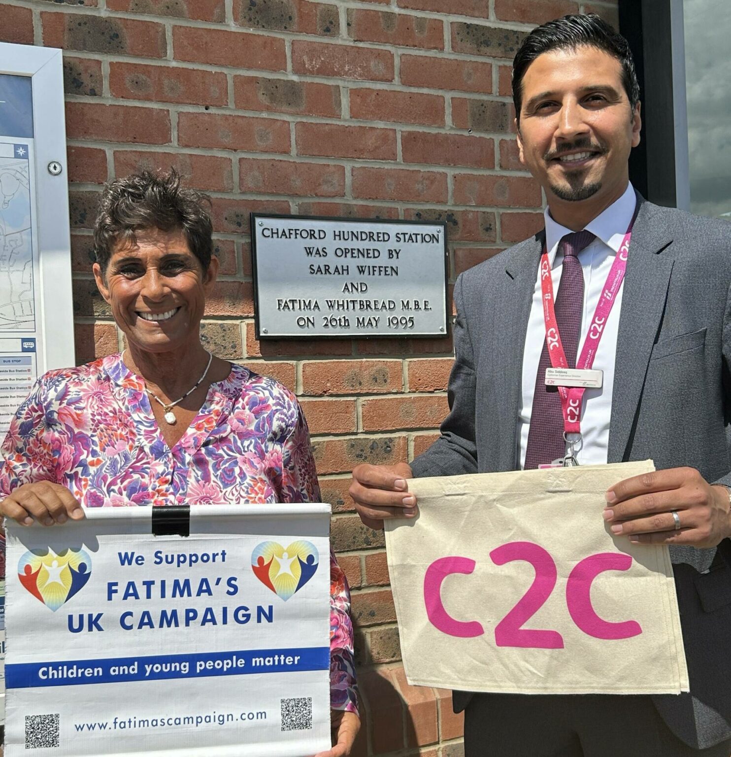 c2c and Fatima Whitbread MBE mark 30 years of Chafford Hundred station ...